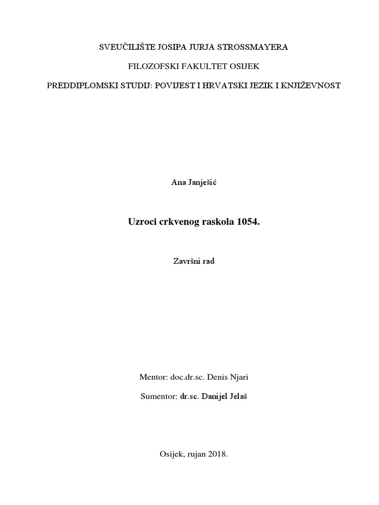 Uzroci Raskola U Hrišćanstvu | PDF