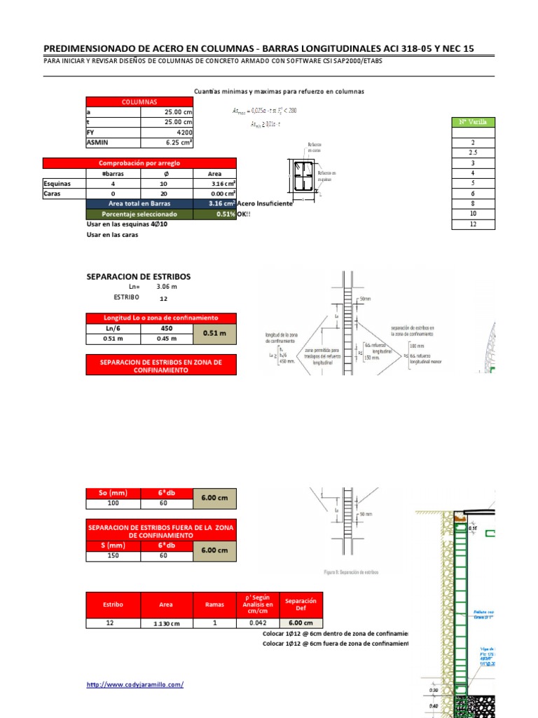 Calculo de Acero Minimo en Columnas | PDF | Materiales de construcción | Ingeniería estructural