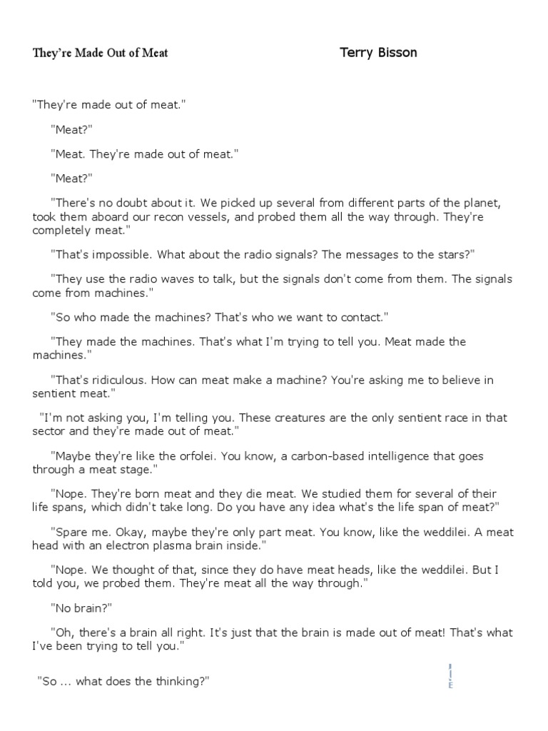 They're Made Out of Meat | PDF | Thought