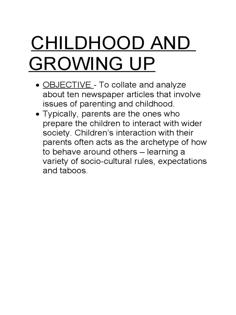 Childhood and Growing Up - Article Analysis | PDF | Human Development ...
