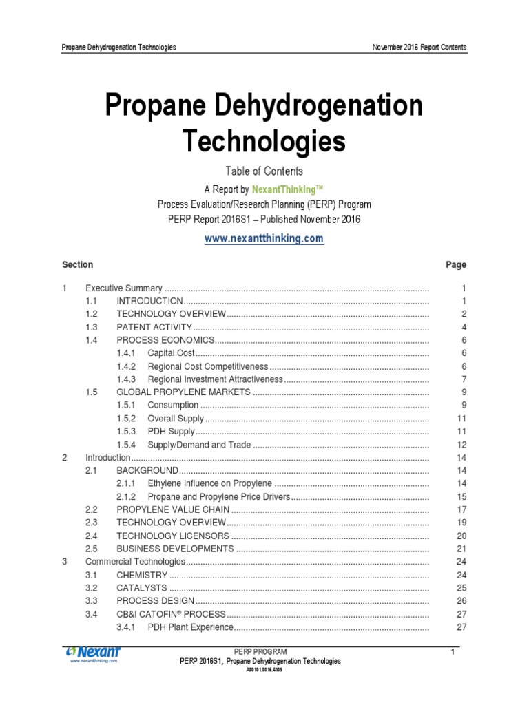 Propane Dehydrogenation Technologies | PDF | Patent | Catalysis