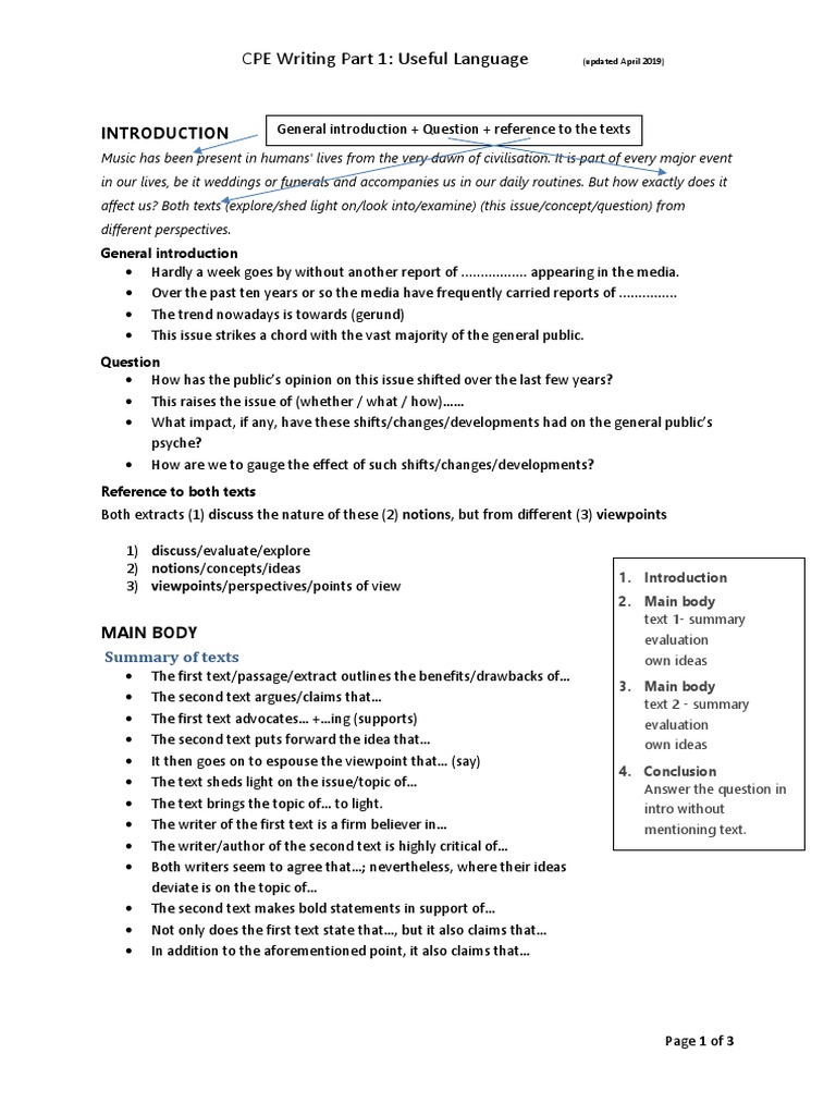 CPE Useful Language For Essays | PDF | Argument