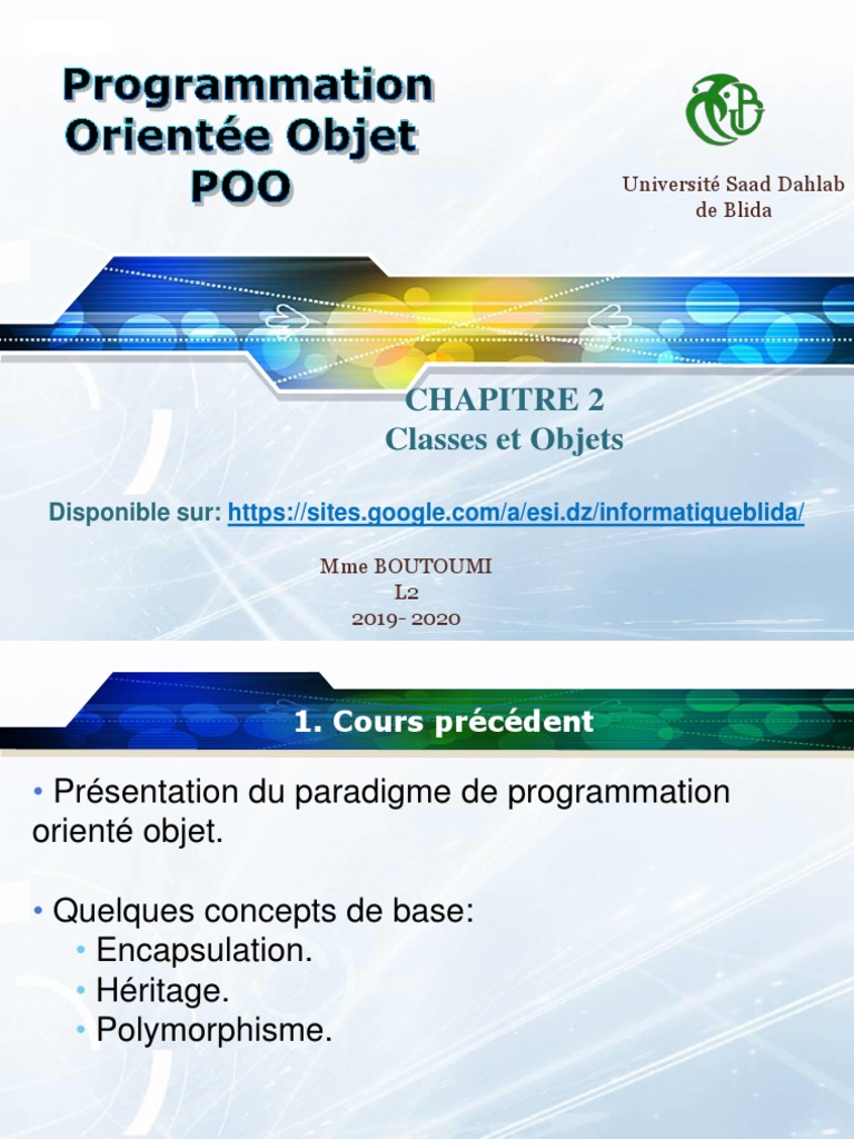 Chapitre2 Classe Objet | PDF | Classe (informatique) | Constructeur (programmation)