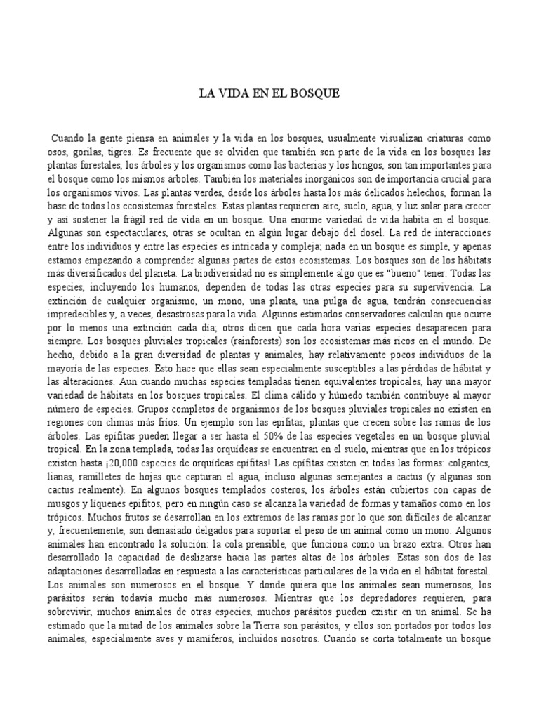 Lectura La Vida en El Bosque | PDF | Los bosques | Arboles