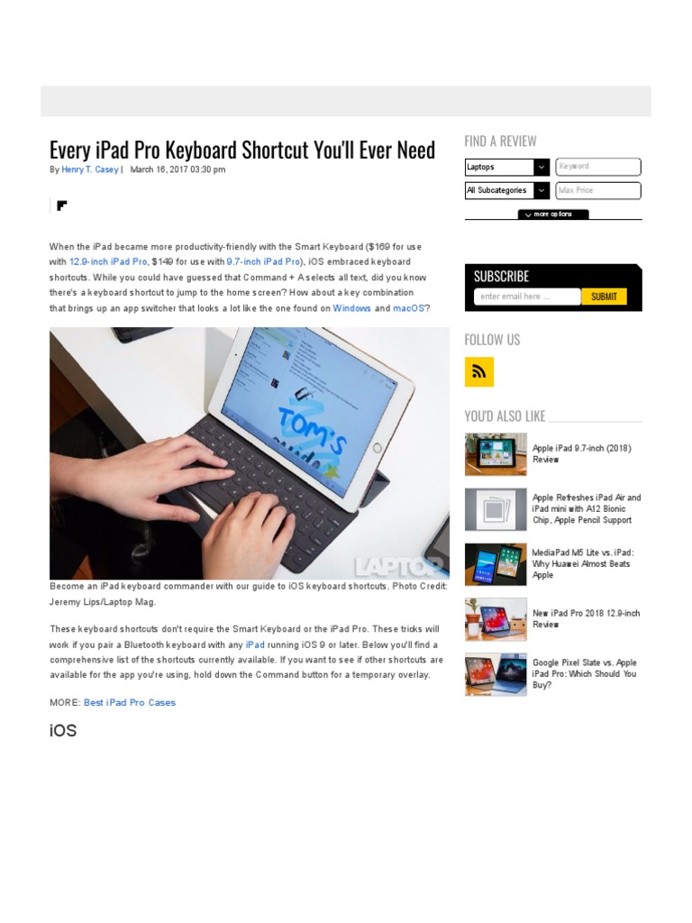 Best Ipad Keyboard Shortcuts (For Smart Keyboards or Bluetooth) | PDF ...
