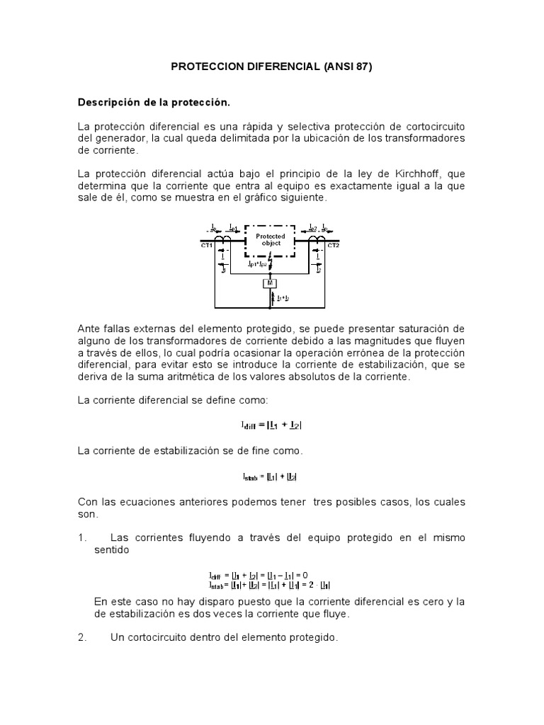 Ansi 87 - Protección Diferencial | PDF | Transformador | Física