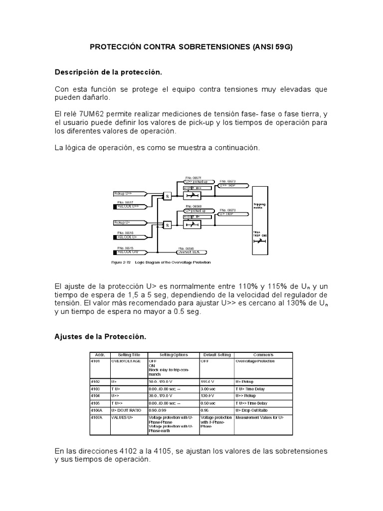 Protección ANSI 59G contra Sobretensiones | PDF
