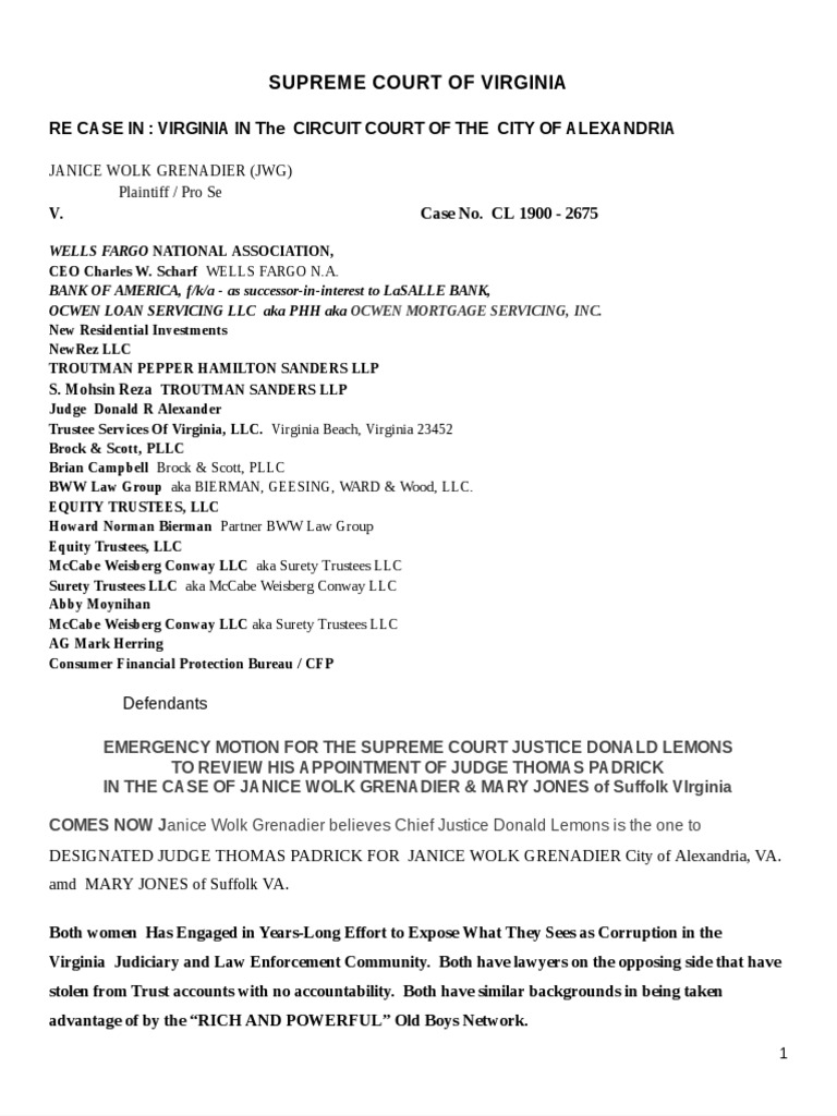 Virginia Supreme Court Emergency Motion | PDF | Supreme Court Of The ...