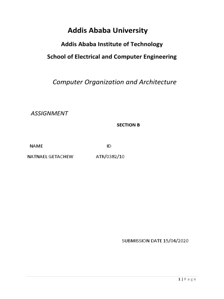 Addis Ababa University: Computer Organization and Architecture ...