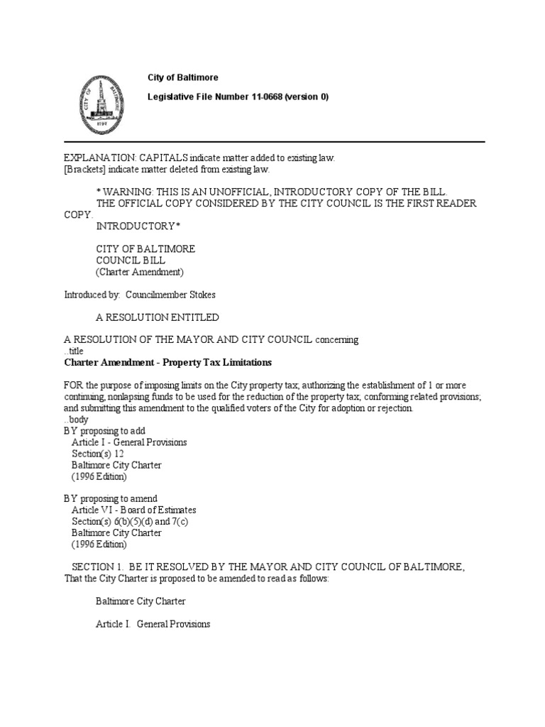City of Baltimore | PDF | Property Tax | Taxes