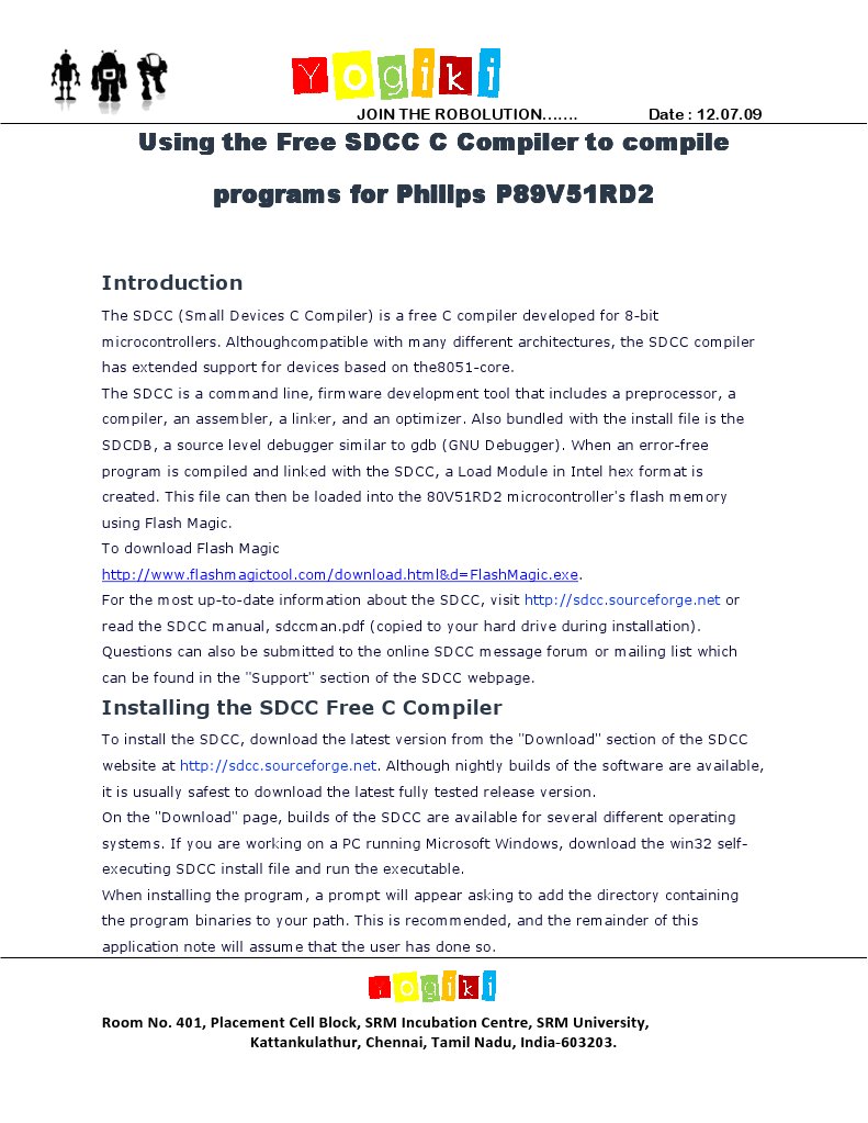 SDCC User Guid For P89V51RD2 | PDF | Compiler | Computer File