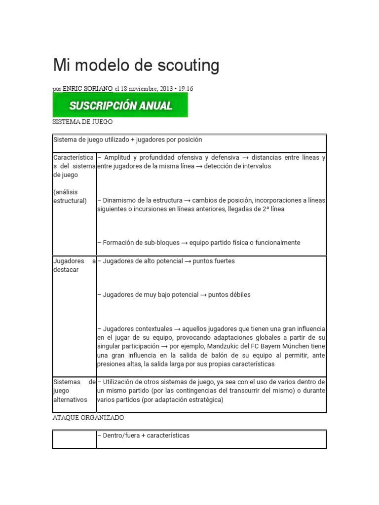 Modelo de Scouting | PDF | Defensor (Asociación de Fútbol) | Deportes ...