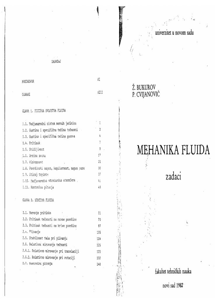 Mehanika Fluida Bukurov Cvijanovic | PDF