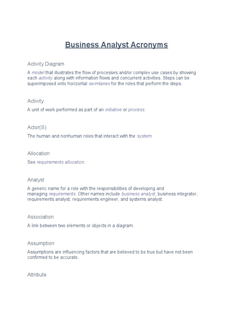 Business Analyst Acronyms | PDF | Business Analysis | Conceptual Model