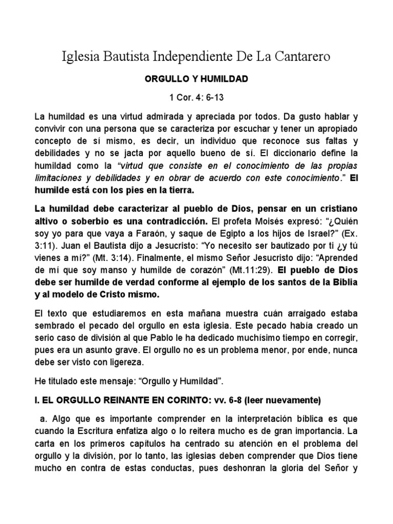 Orgullo y Humildad en la Iglesia | PDF | Pablo el apóstol | Orgullo