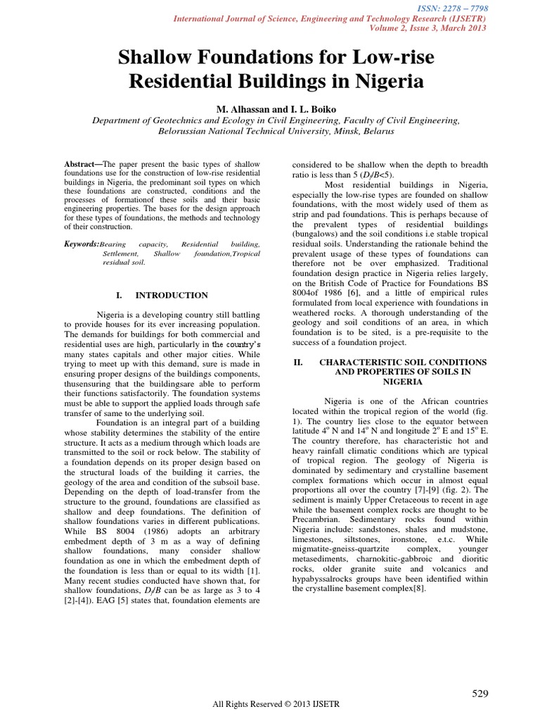 Alhassan 2013 - Shallow Foundations For Low-Rise Residential Buildings ...