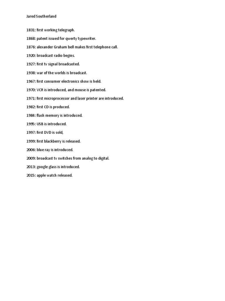 Timeline of Electroniccs | PDF