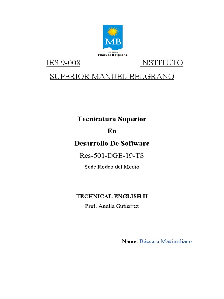 Technical English II Booklet 2020.docx 2nd Year 1 | PDF | Part Of ...