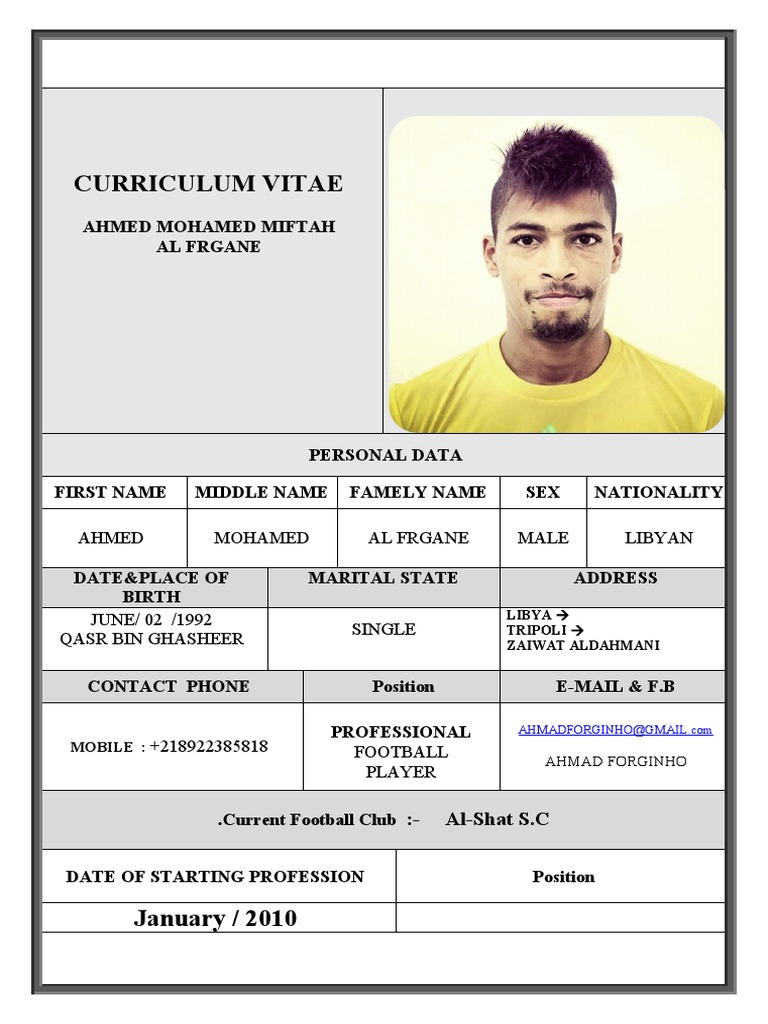 Curriculum Vitae: Ahmed Mohamed Miftah Al Frgane | PDF | Sports