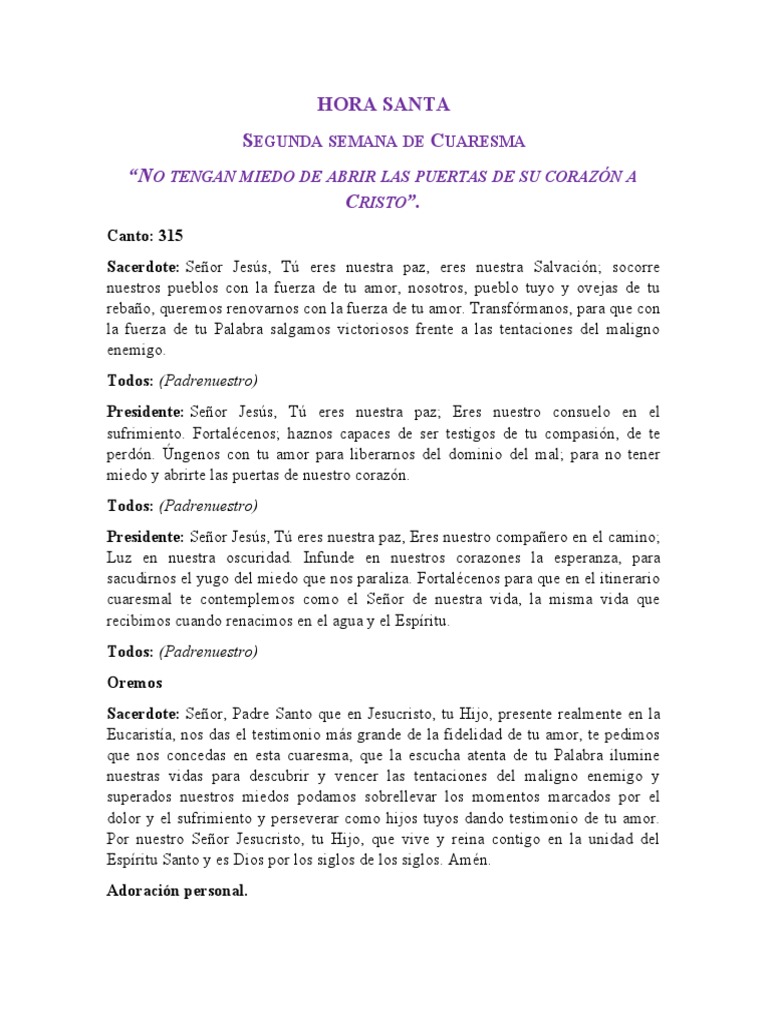 Hora Santa. | PDF | orador del Señor | Jesús