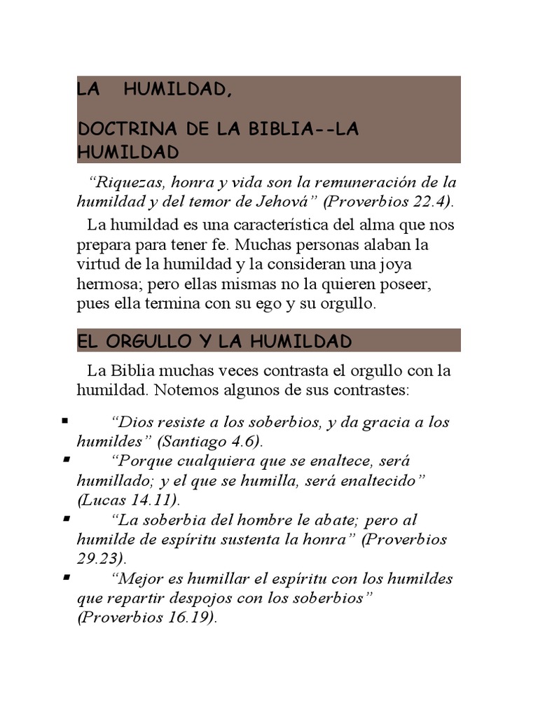La Humildad | PDF | Orgullo | Reinado y reino de dios