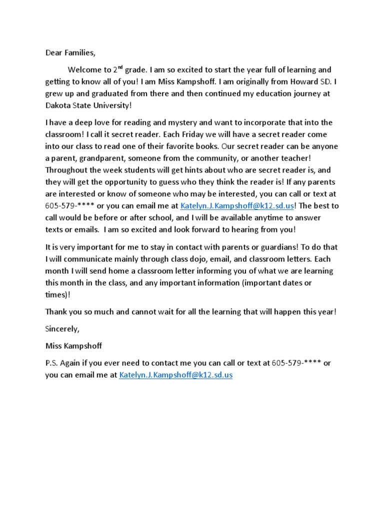 Dear Families | PDF