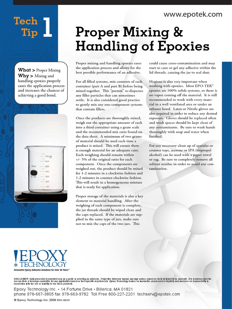 Tech Tip 1 - Proper Mixing and Handling of Epoxies | PDF | Epoxy | Adhesive