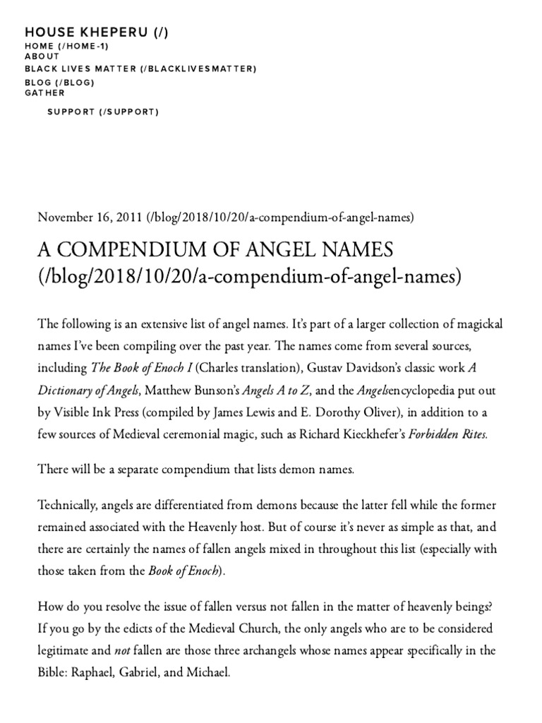 A Compendium of Angel Names | PDF | Watcher (Angel) | Angel