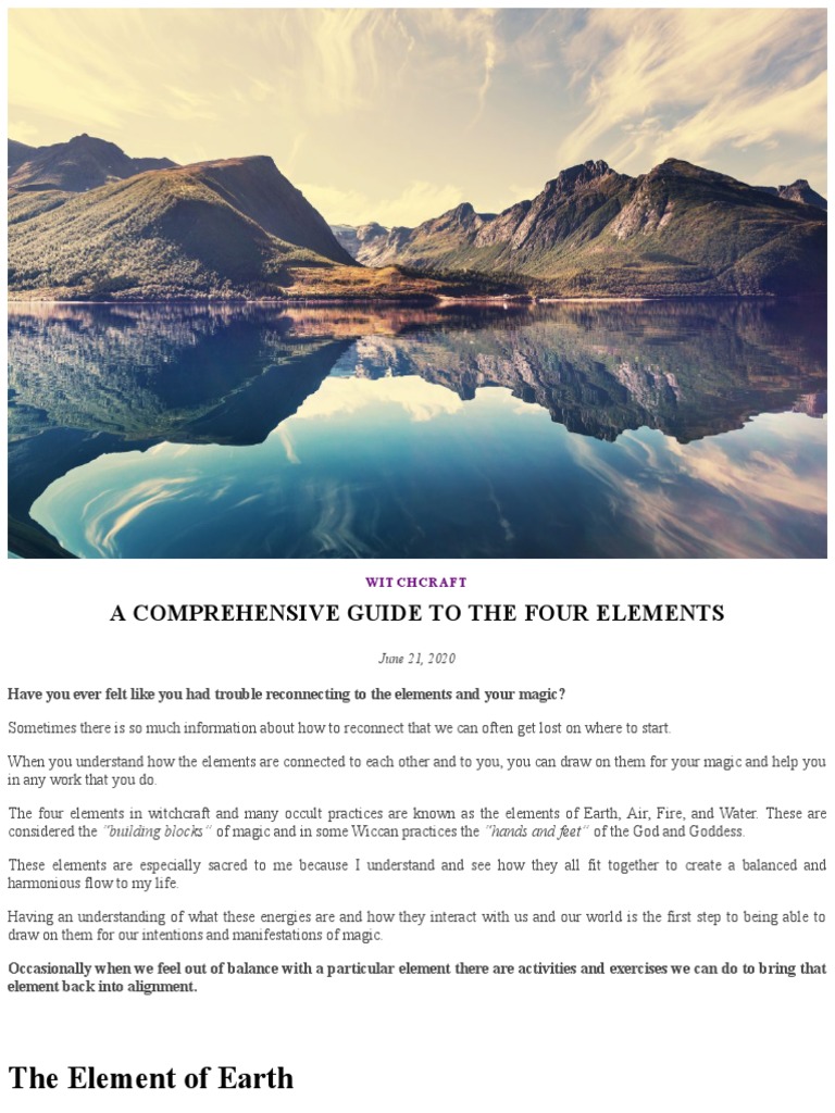 A Comprehensive Guide To The Four Elements - Cauldron and Brew | PDF ...