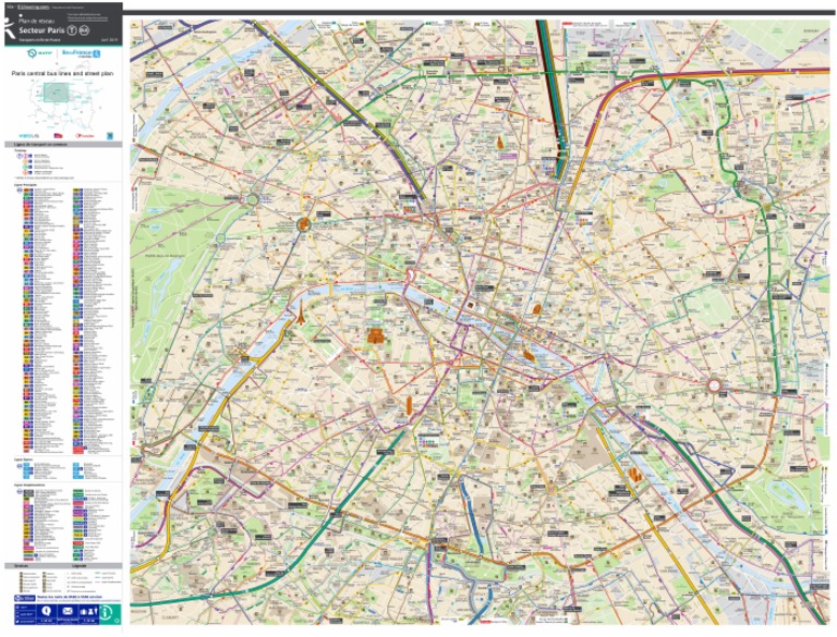 Paris Central Bus Lines and Street Plan: For More Detailed Plans See ...