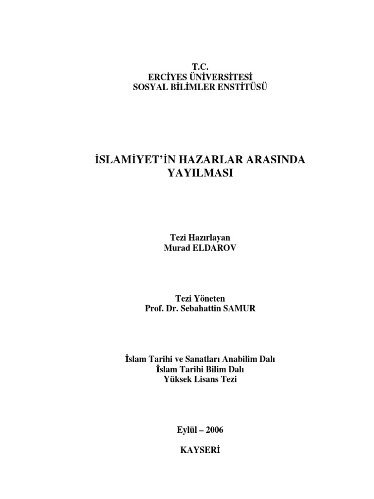 Islamiyet'in Hazarlar Arasinda Yayilmasi Spreading of Islam Among The Khazars | PDF