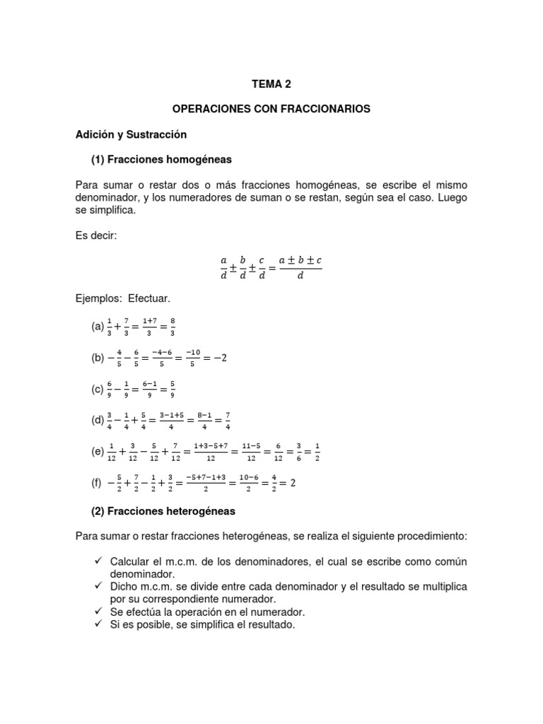 TEMA 2. Operaciones en Q | PDF | División (Matemáticas) | Exponenciación