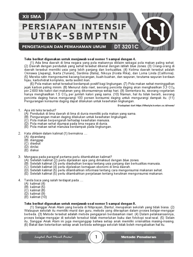 DT3201C - TPS Verbal PPU - UTBK 21 | PDF