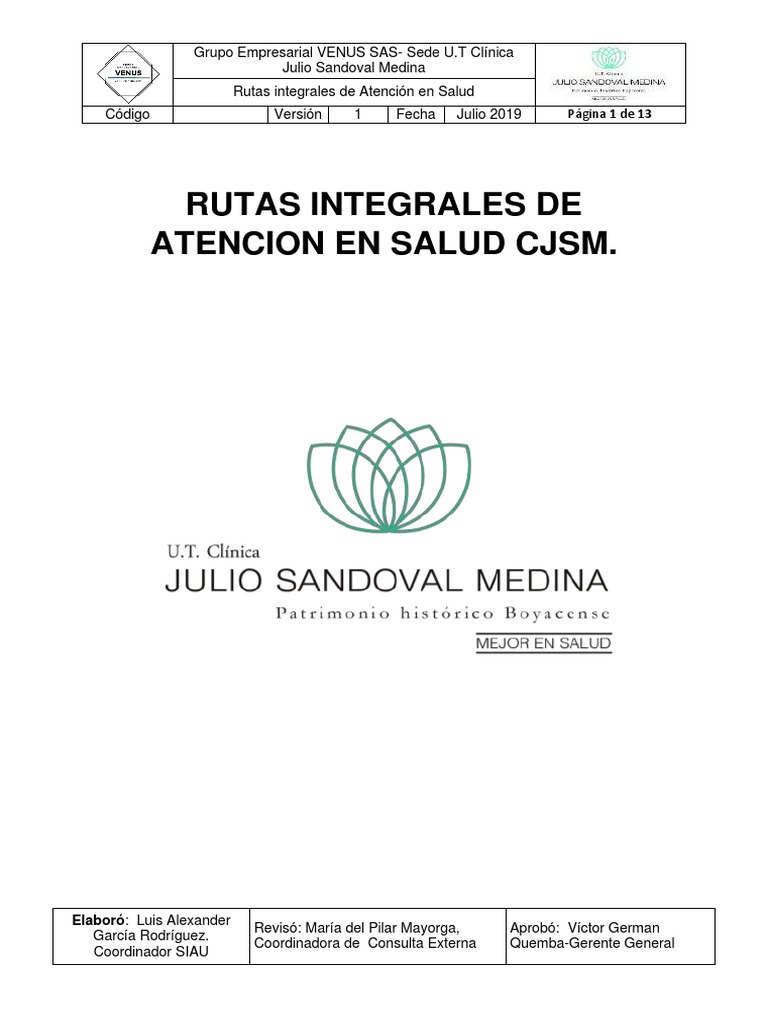 Rutas Integrales de Atencion en Salud Resolución 3280 Del 2018. | PDF | Adultos | Adolescencia