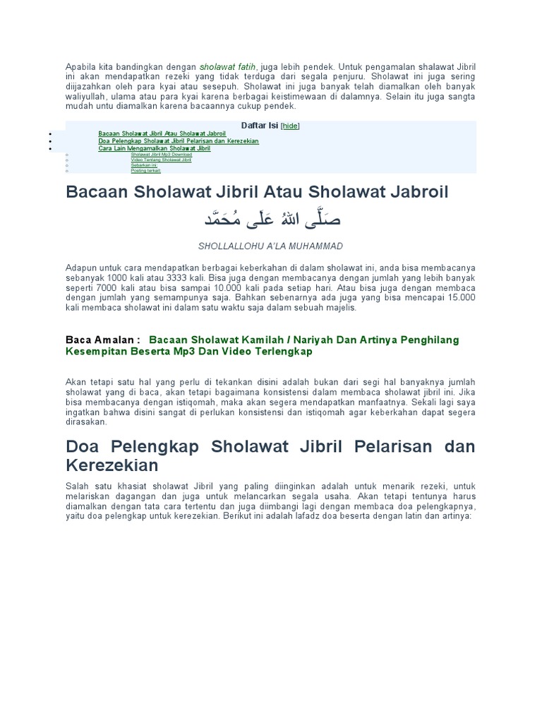 Bacaan Salawat Jibril | PDF