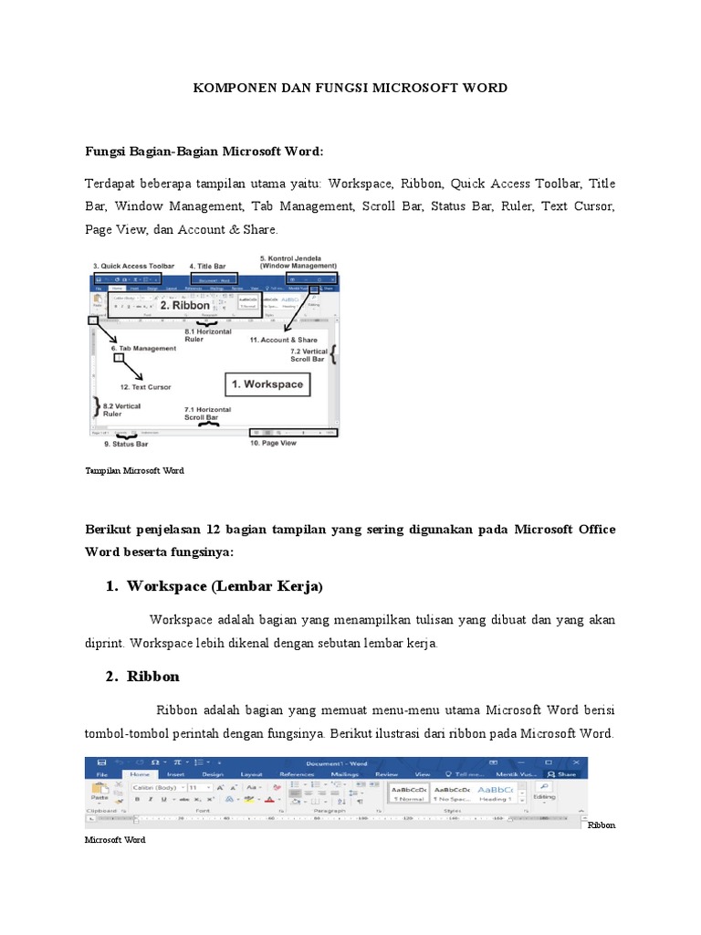 Komponen dan Fungsi Microsoft Word | PDF