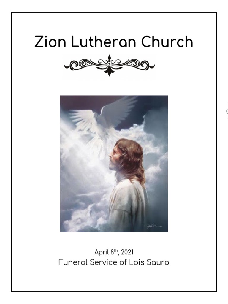 Zion Lutheran Church: Funeral Service of Lois Sauro | PDF | Baptism ...