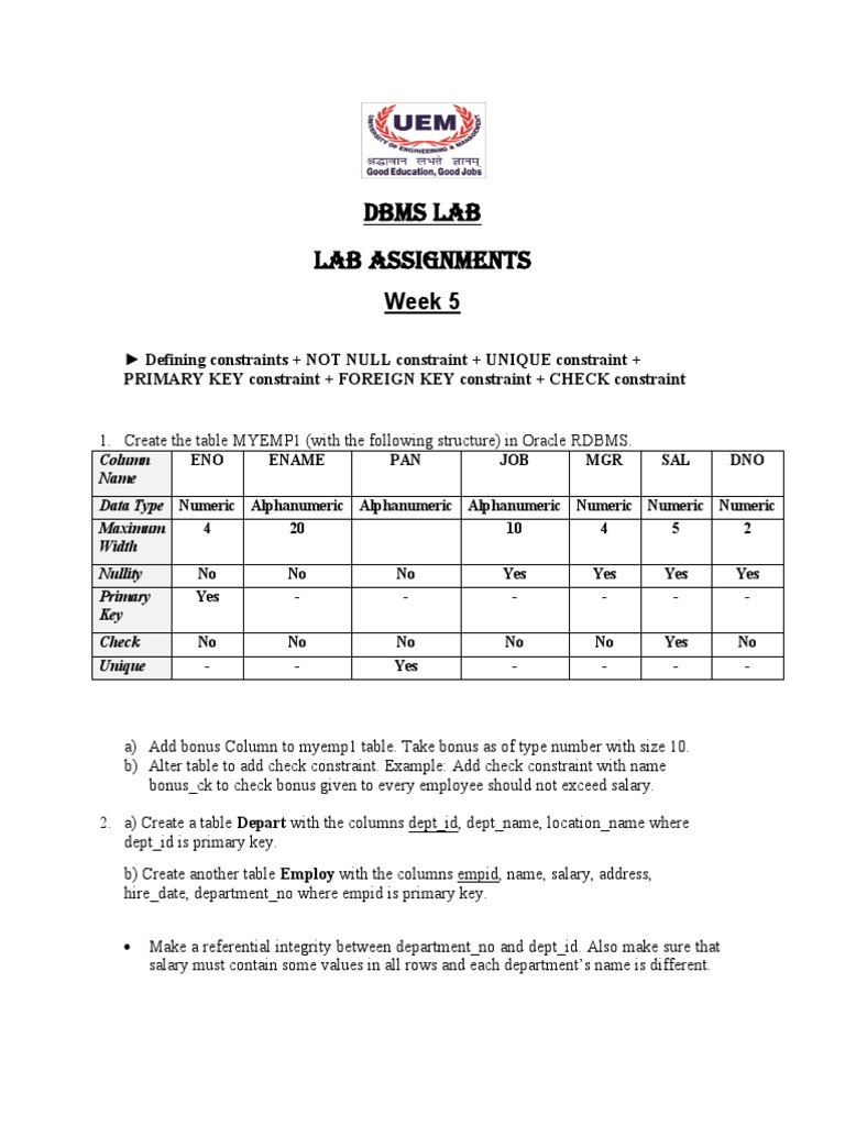 Dbms Lab Lab Assignments Week 5 Pdf Relational Database Software Design