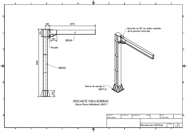 Plano General Pescante 500 KG | PDF