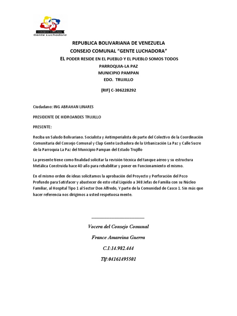 Solicitud de Consejo Comunal | PDF