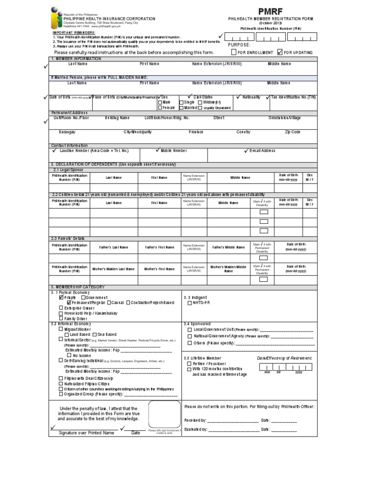 Philhealth Member Registration Form | PDF | Retirement | Government