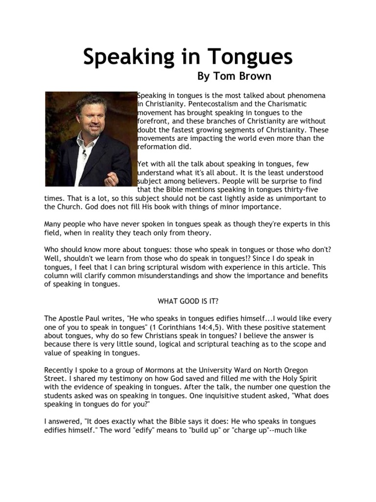 Speaking in Tongues | PDF | Glossolalia | Baptism With The Holy Spirit