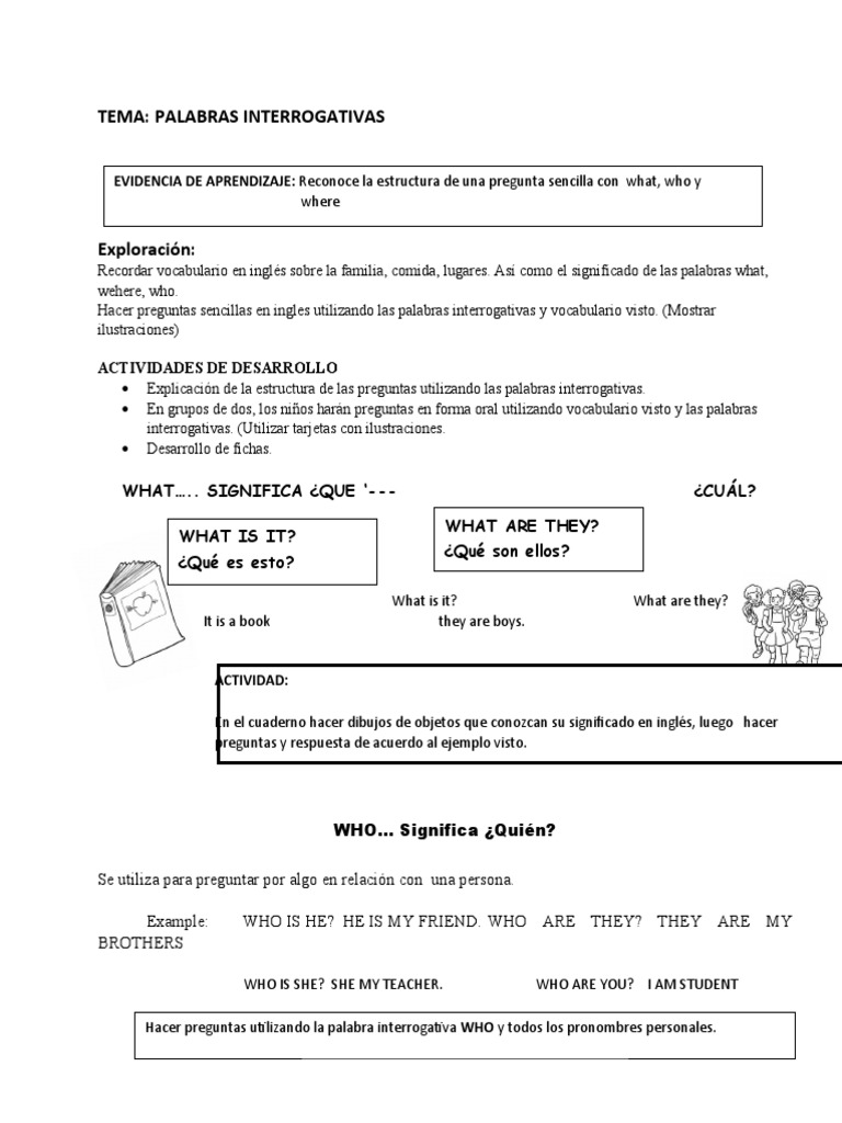 Palabras Interrogativas | PDF
