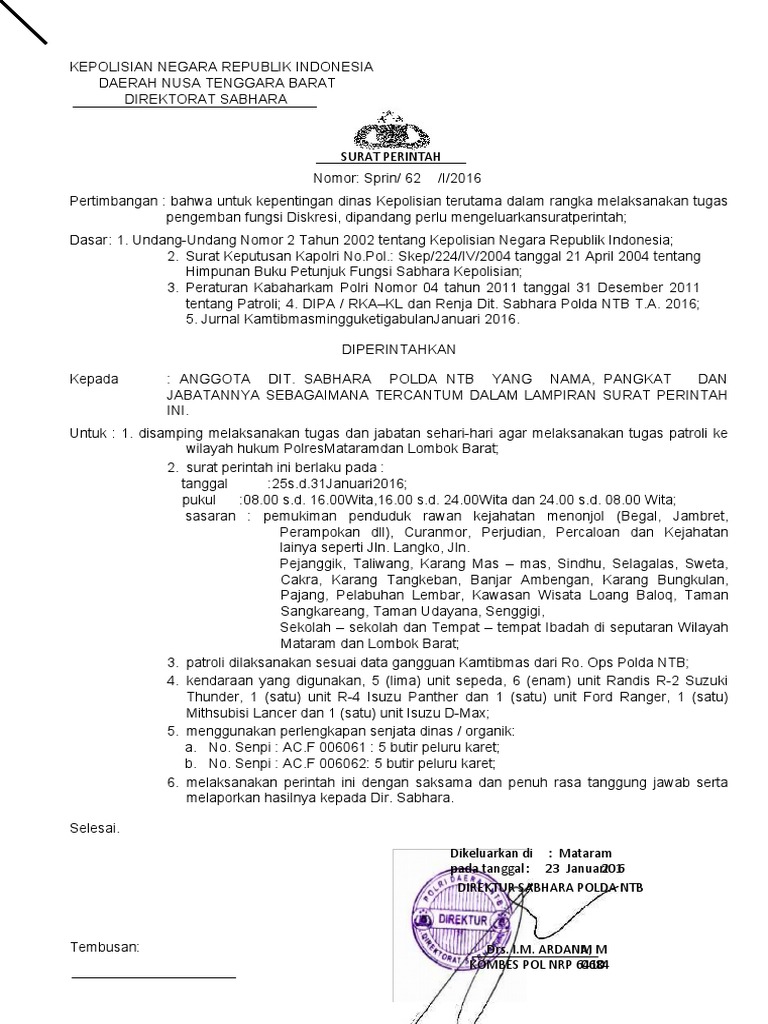 Surat Perintah Patroli | PDF
