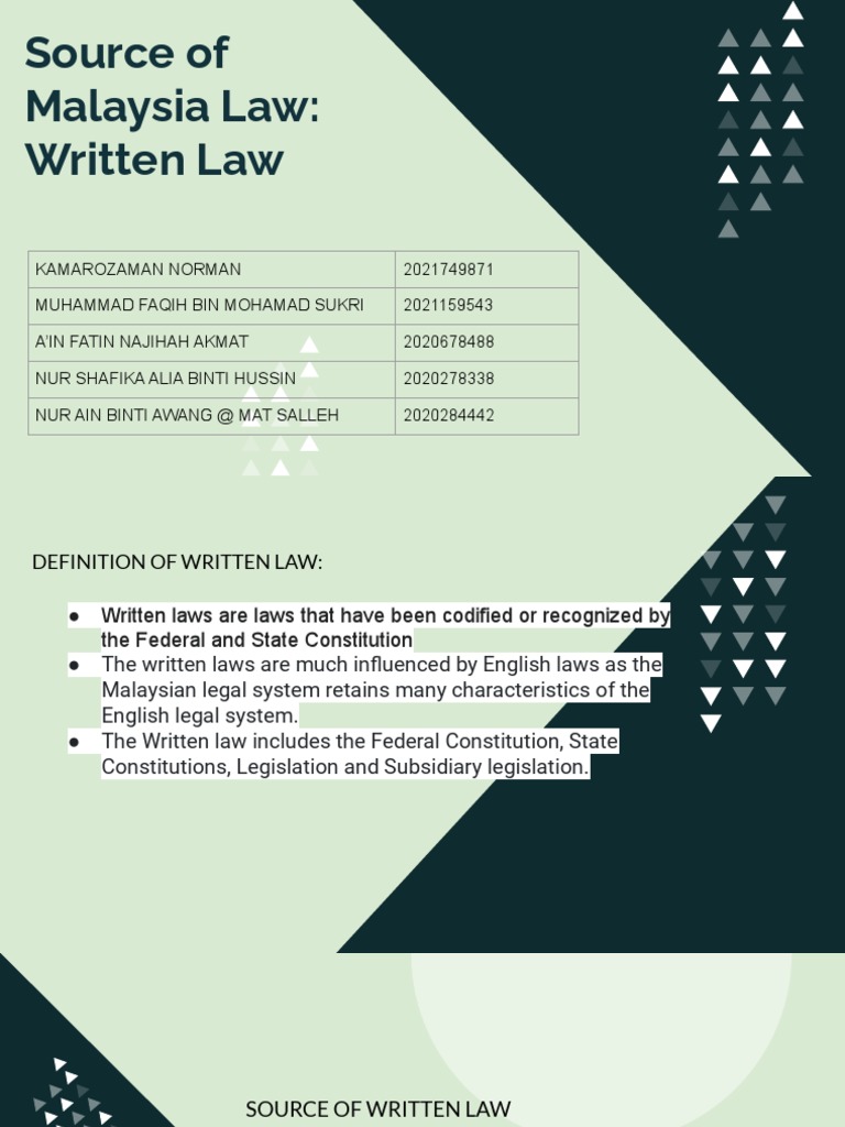 Source of Malaysia Law: Written Law | PDF | Constitution | Sources Of Law