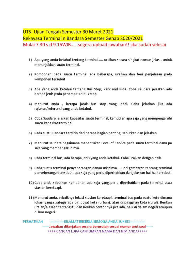UTS Terminal Bandara Udara - Syarif Ikhwan Nur Fadillah (D1011181094) | PDF