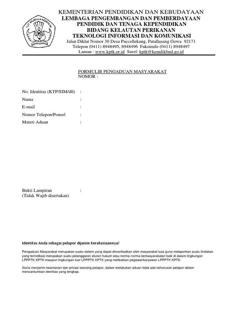 Form Pengaduan Masyarakat PDF | PDF