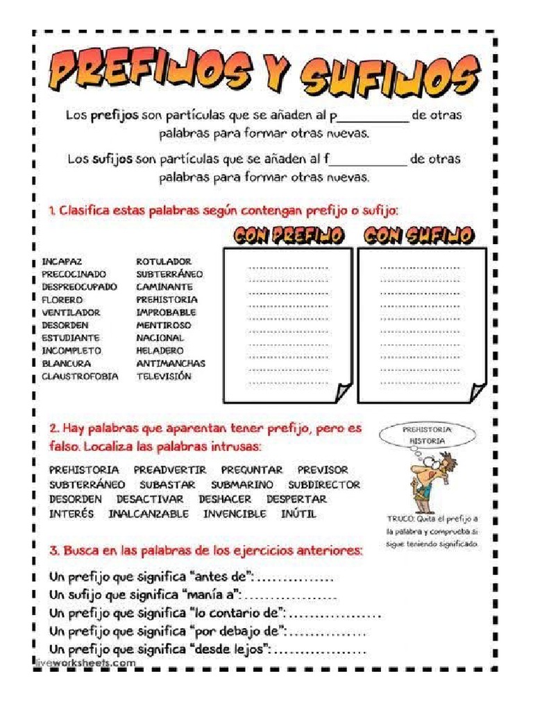Taller de Prefijos y Sufijos | PDF
