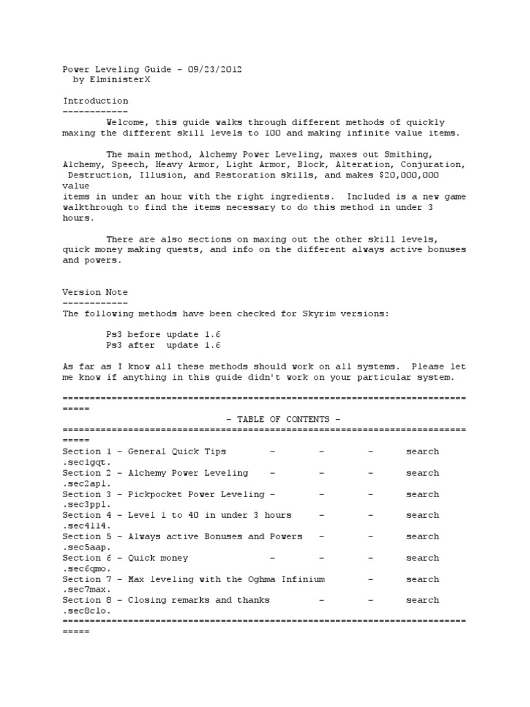 The Ultimate Skyrim Power Leveling Guide: Max Out All Skills and Make ...