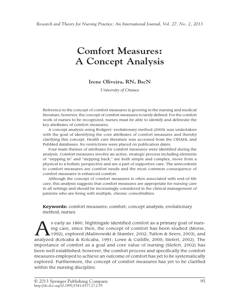 Comfort Measures: A Concept Analysis: Irene Oliveira, RN, BSCN | PDF ...